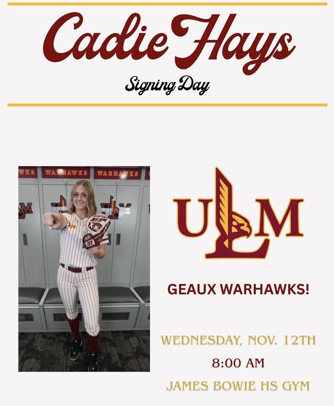 SIGNING DAY - Cadie Hays - Buzz Fastpitch Softball Waco, Texas